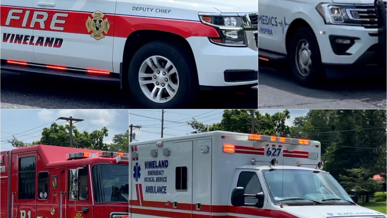 Vineland Fire Dept., EMS & Inspira Life Support responding to an MVC ...