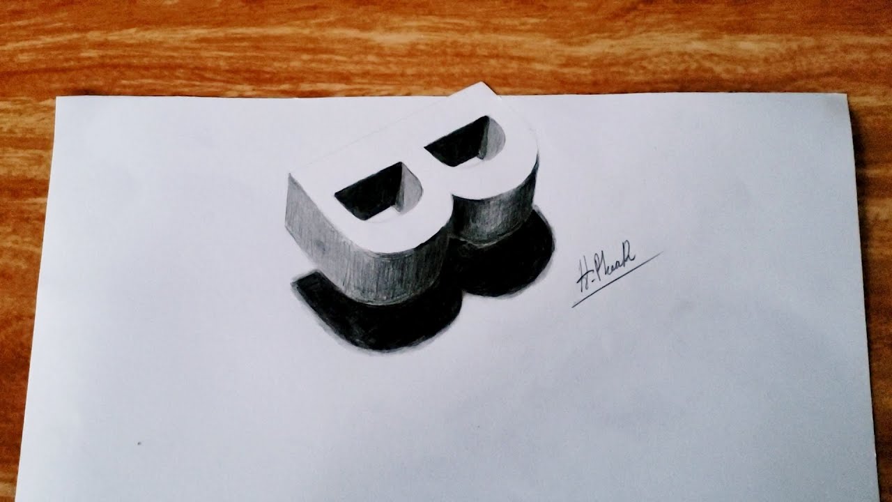 How To Draw The Letter' B' Floating || Easy Pencil Drawing || 3D ...