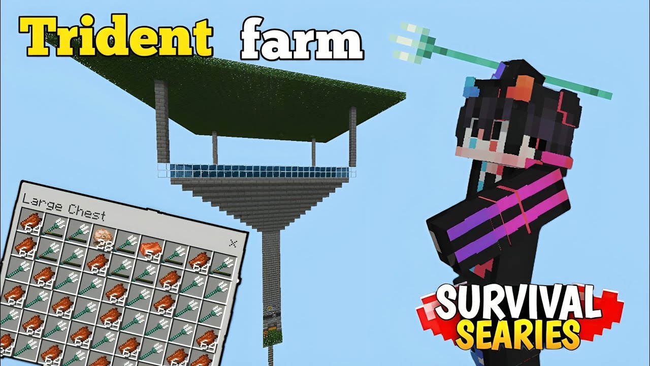 I made easiest trident farm in Minecraft pe Survival series - YouTube