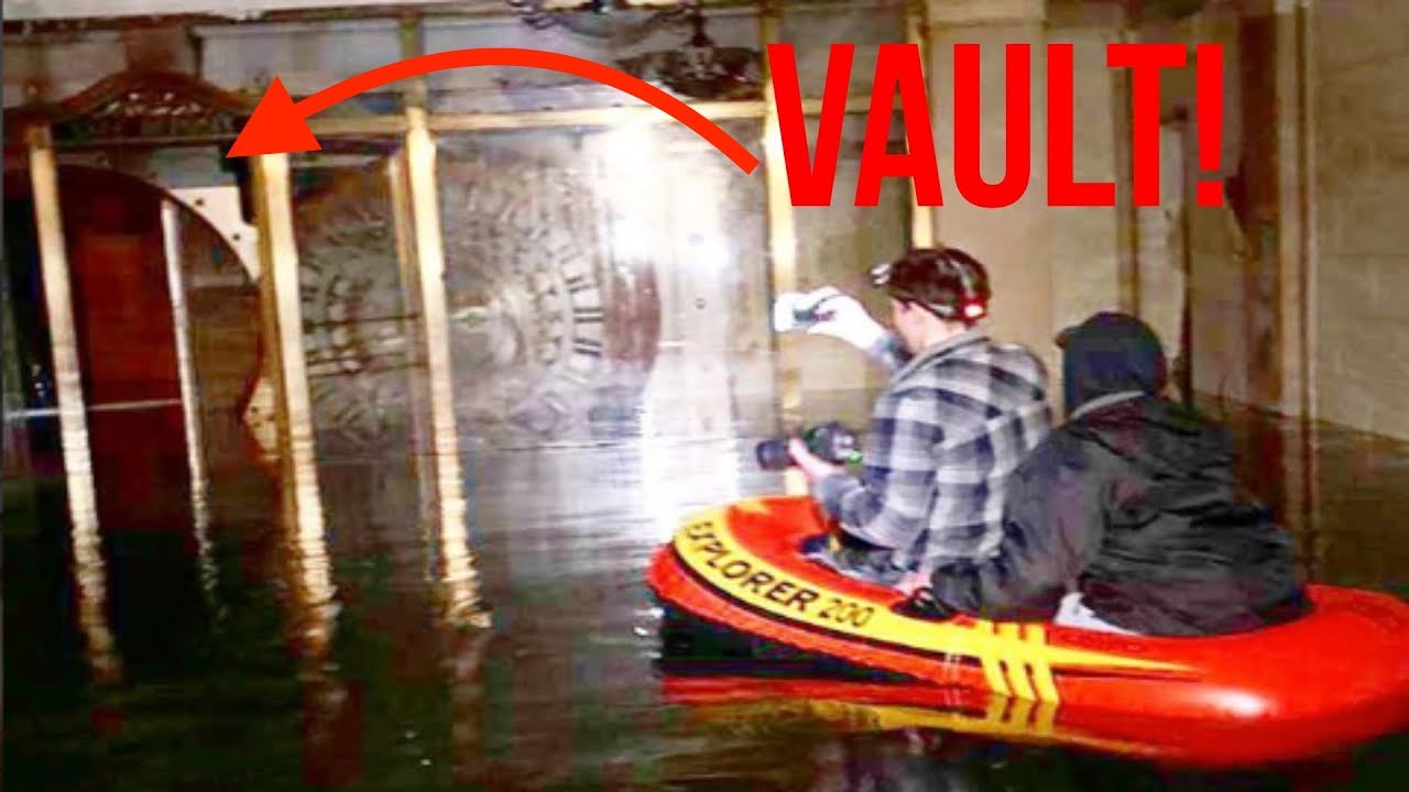 RAFTING IN ABANDONED FLOODED BANK VAULT! *ABANDONED 1920S BANK! BROKE ...