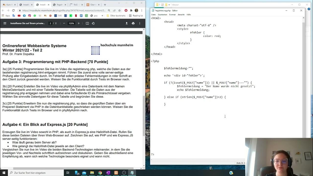 WEB Onlinereferat Musterlösung: Aufgabe 3a - Serverseitige Annahme von ...