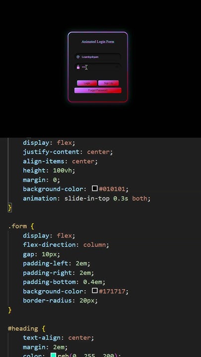 Animated Login Page HTML CSS #shorts - YouTube
