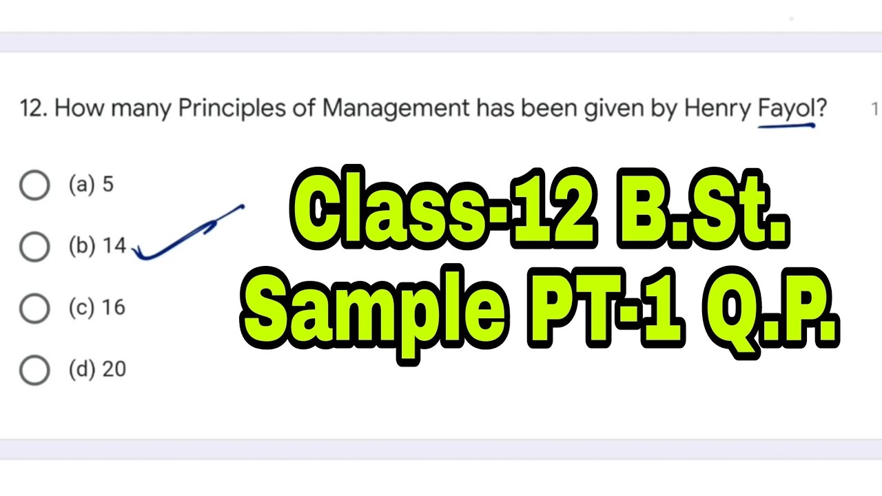 Class 12 Business Studies BSt KV PT-1 Sample Question Paper Periodic ...