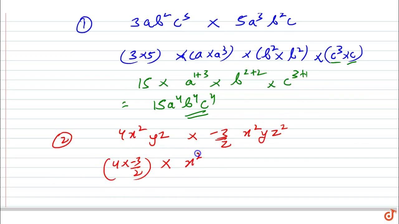 "Multiply : `3a b^2c^3b y\ 5a^3b^2c` (ii) `4x^2y z\ b y-3/2x^2y z^2 ...