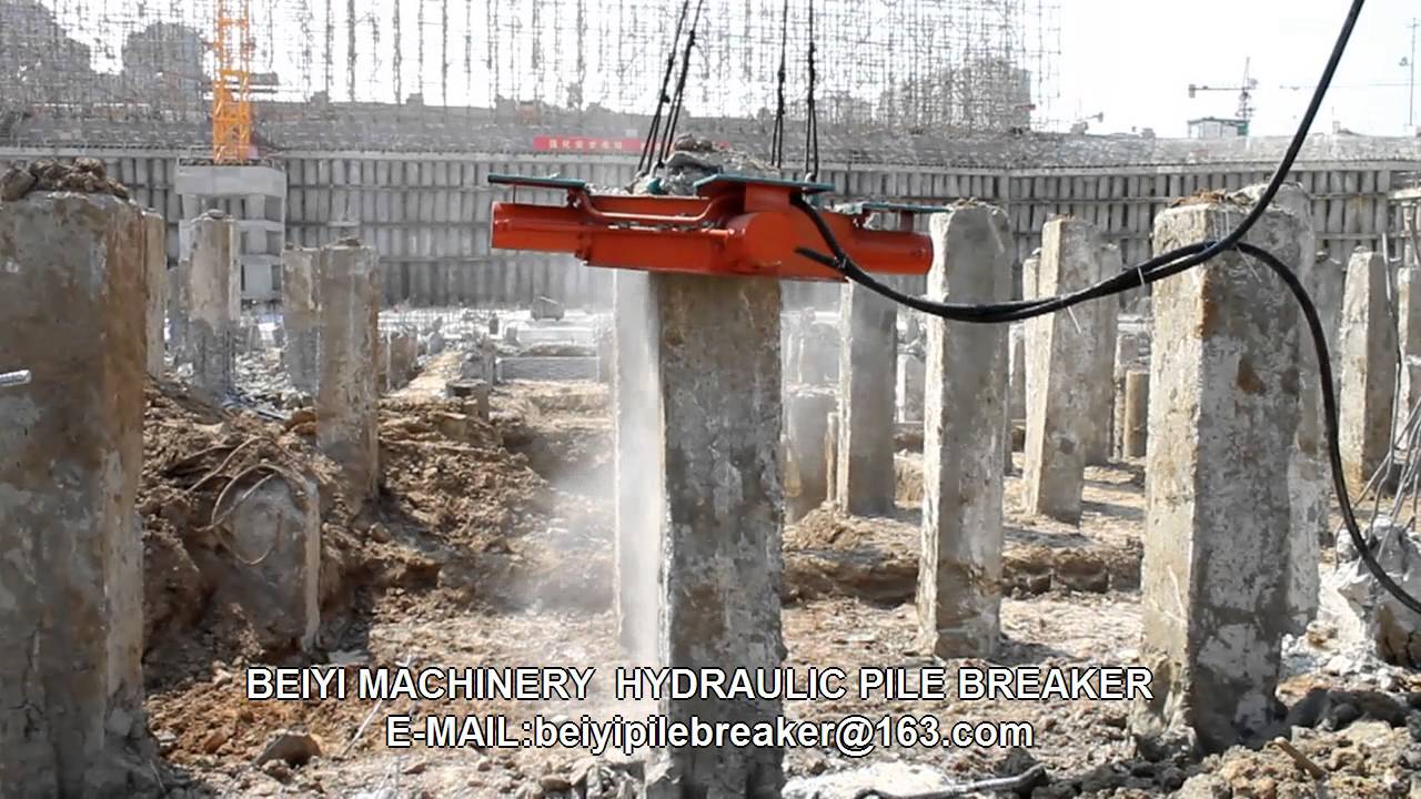 Hydraulic concrete breaker pile cutter BYS500S pile head cutter - YouTube