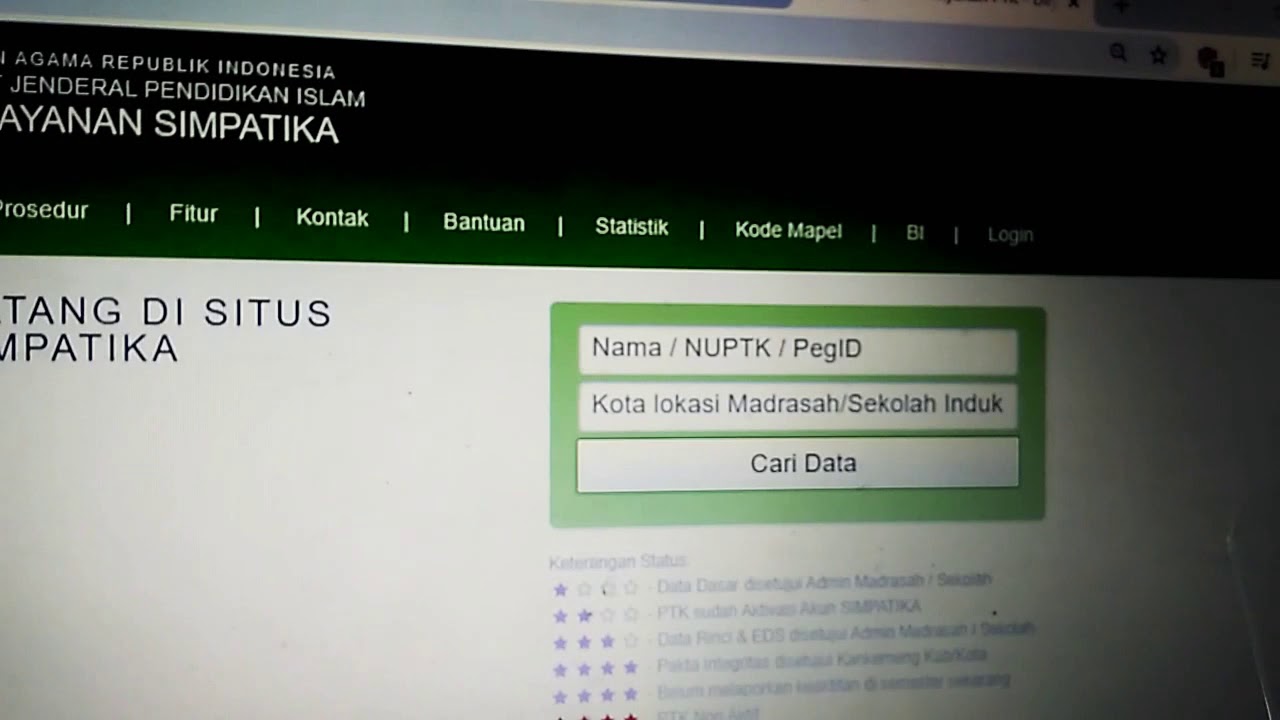 Cara mengecek data PTK dan cek NUPTK di Simpatika - YouTube