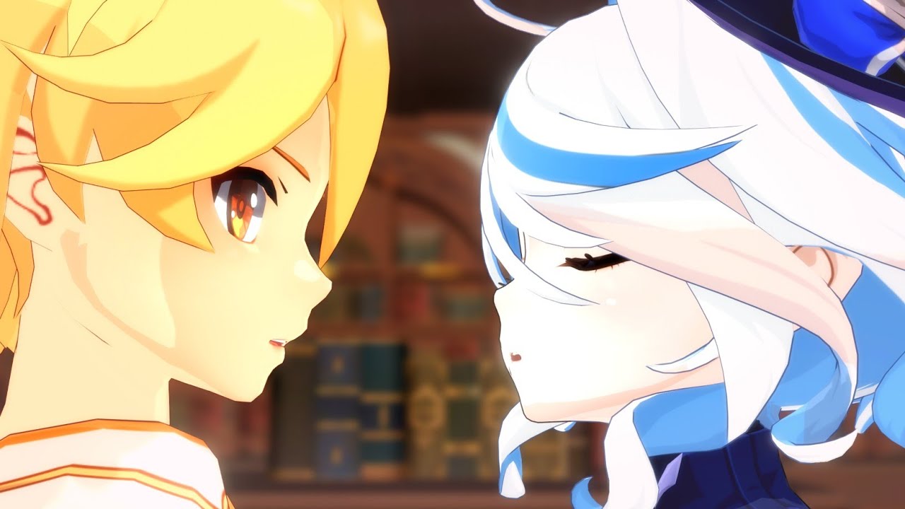 Furina gives Aether a surprise kiss [Genshin Impact MMD] - YouTube