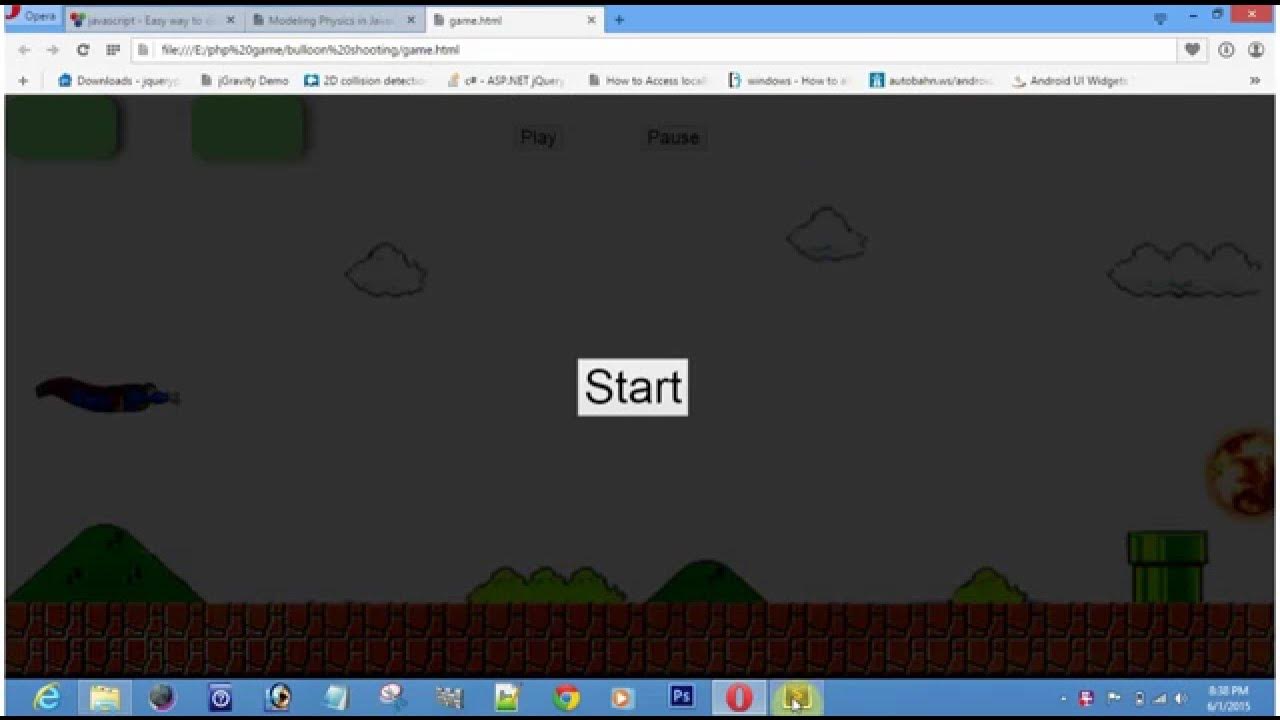 Javascript physics Implementation for superman game overview - YouTube