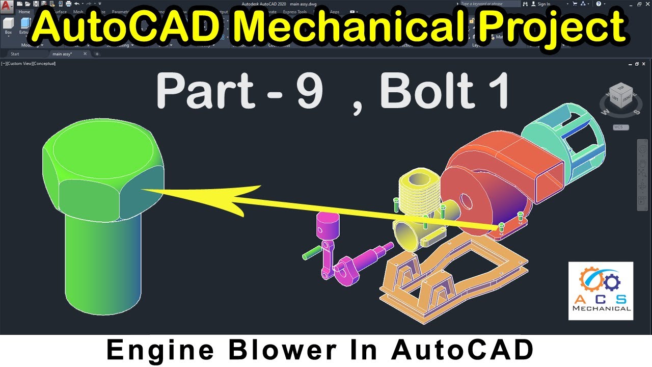 Mechanical Project In AutoCAD | Part-1 | Bolt1 - YouTube