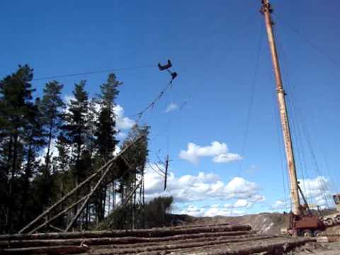 Tower yarder pulling in the drag - YouTube