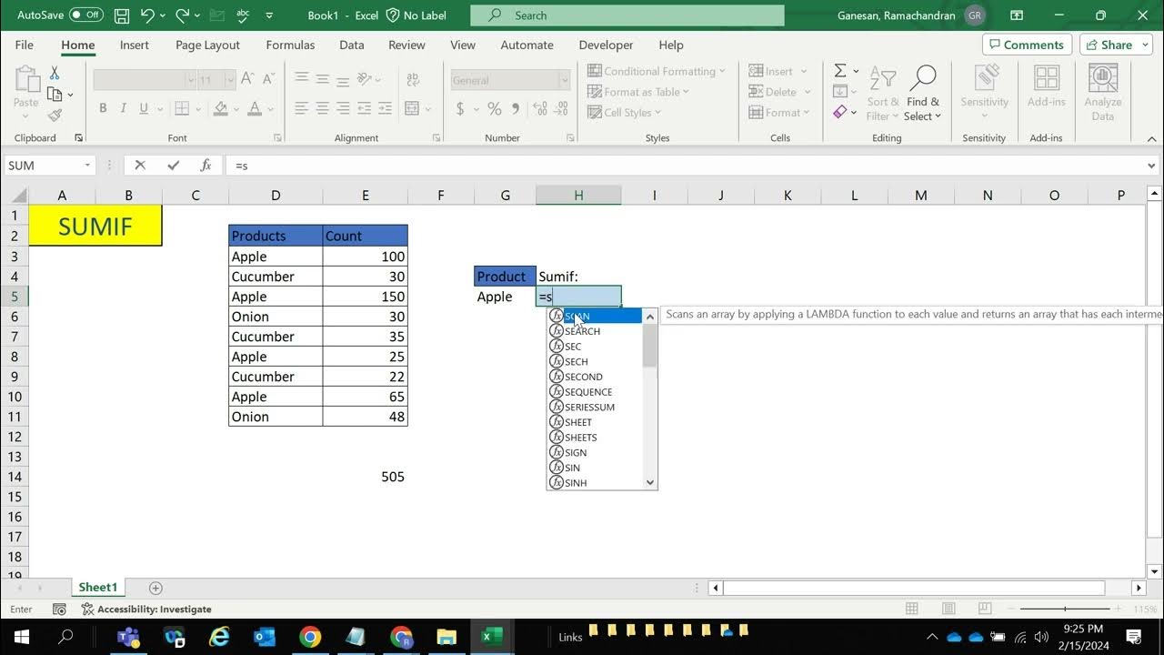 How to use SUMIF Function: MS Excel - YouTube