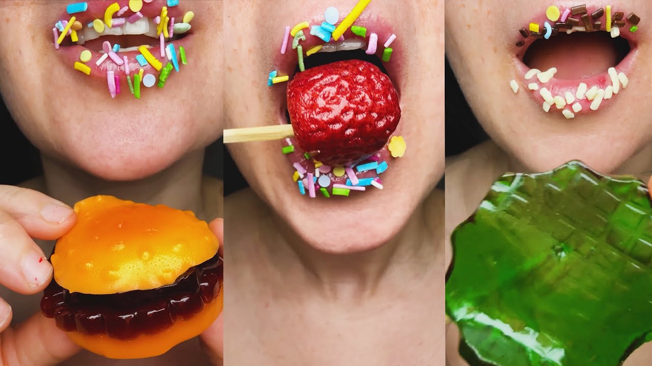 ASMR Satisfying Food Challenge Mukbang | Mouth & Lips Sounds with Emoji ...