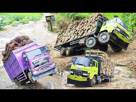 TRUK OLENG Truk Fuso Vs Hino 500 Tronton OFROAD Terguling Jalan Licin Truk Laka Lintas Rc Handmade