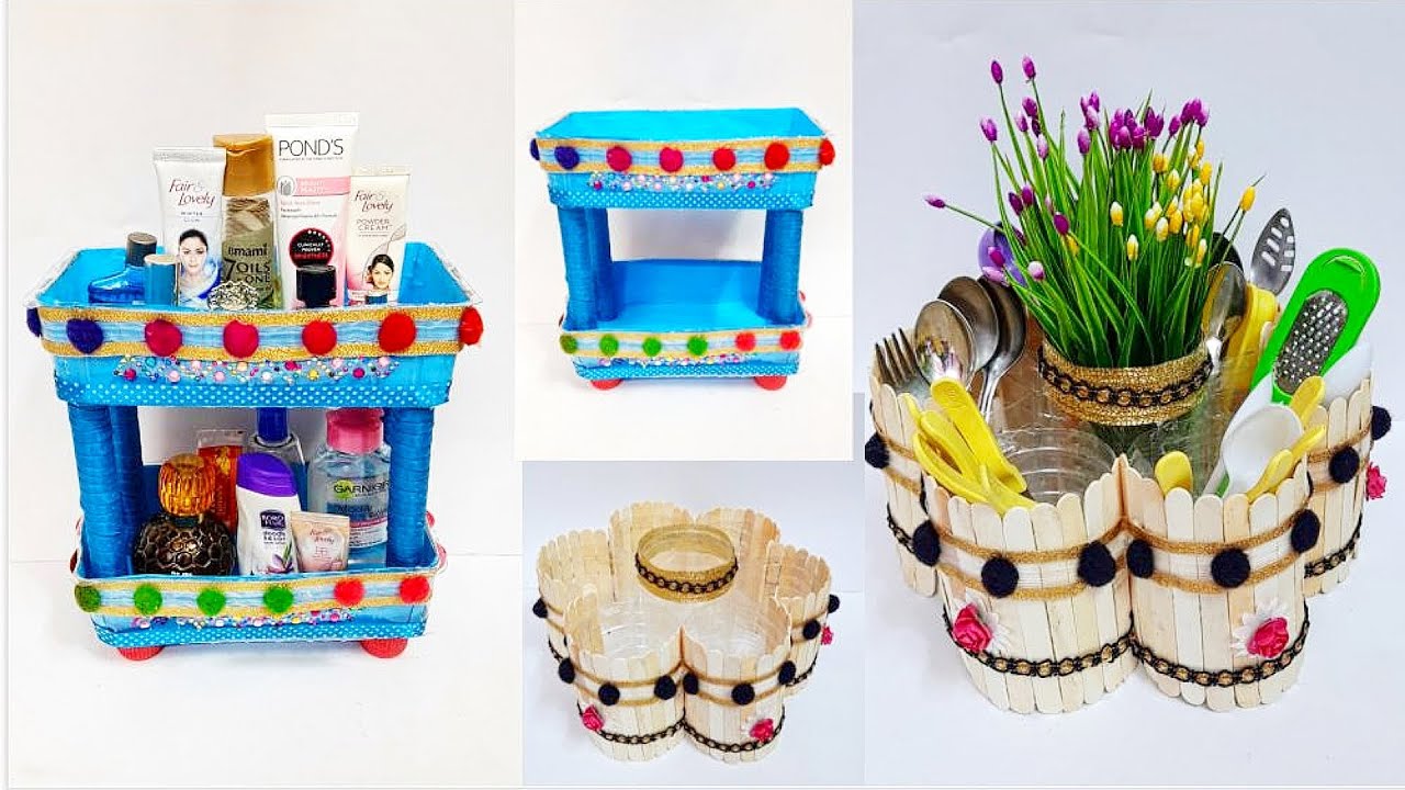 3 handmade organizer made with waste materials | Best out of waste ...