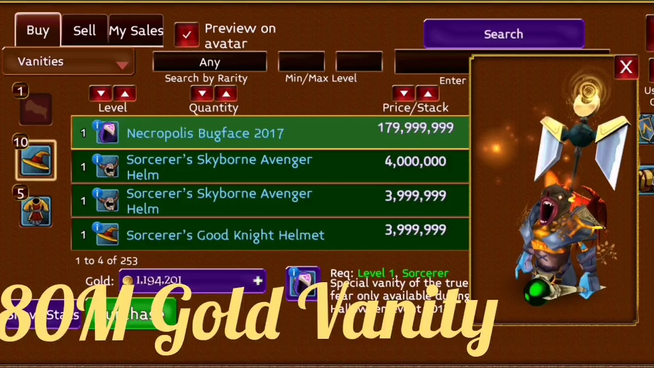 Arcane Legends~180M GOLD Vanity - YouTube