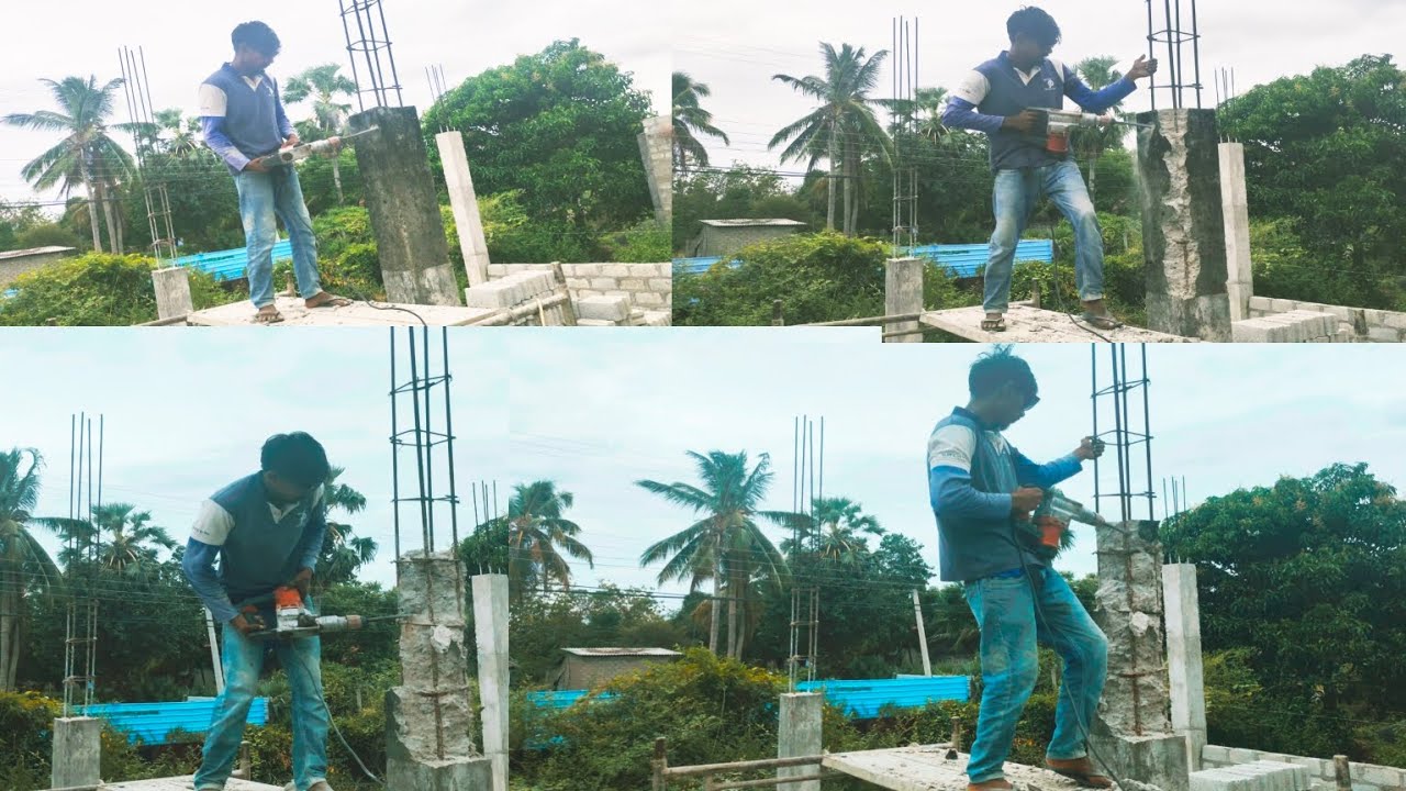Easy Concrete Pillar Breaking....New Pillar Making... Contraction ...