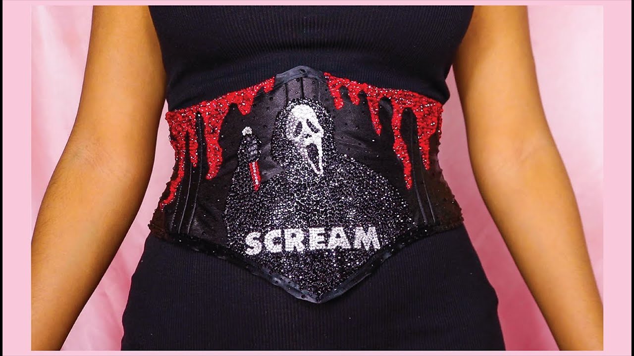 BEDAZZLING A SCREAM GHOSTFACE CORSET BELT WHILE RANTING ABOUT THE MOVIE ...