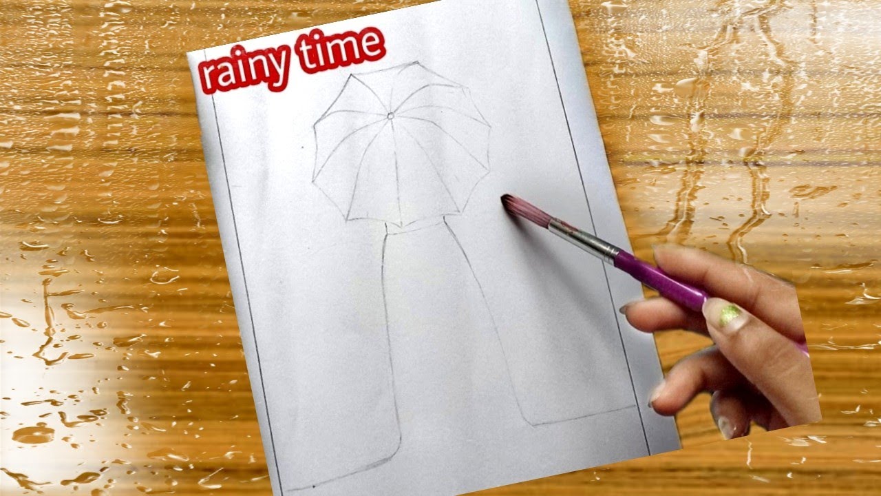Rainy Season Drawing For Beginners | Easy Rainy Time Drawing | How To ...
