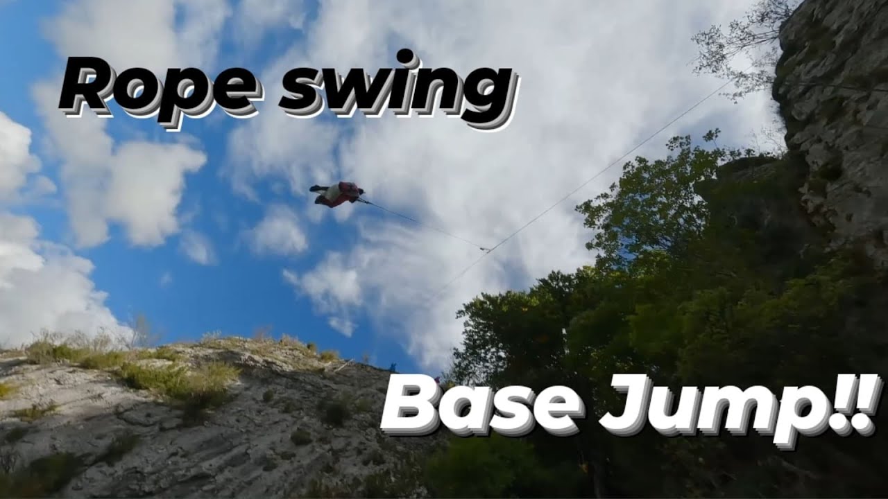 CRAZY Rope Swing to BASE JUMP - YouTube