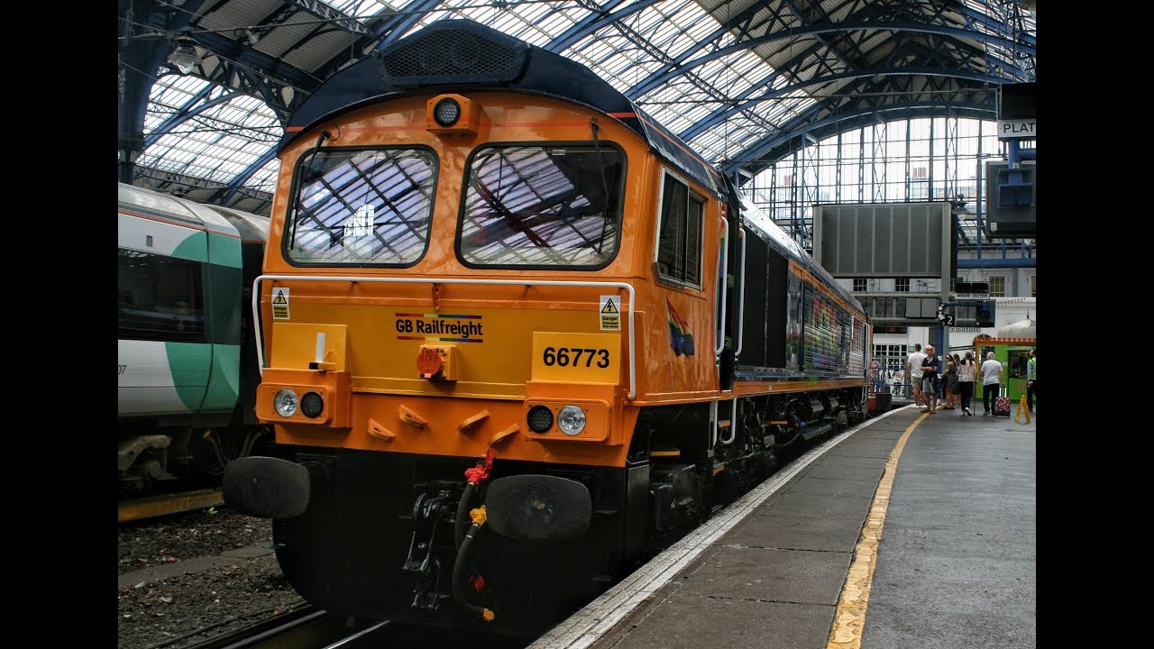 **NEW LIVERY** GBRF 66773 'Pride Of GB Railfreight' At Brighton!! - YouTube