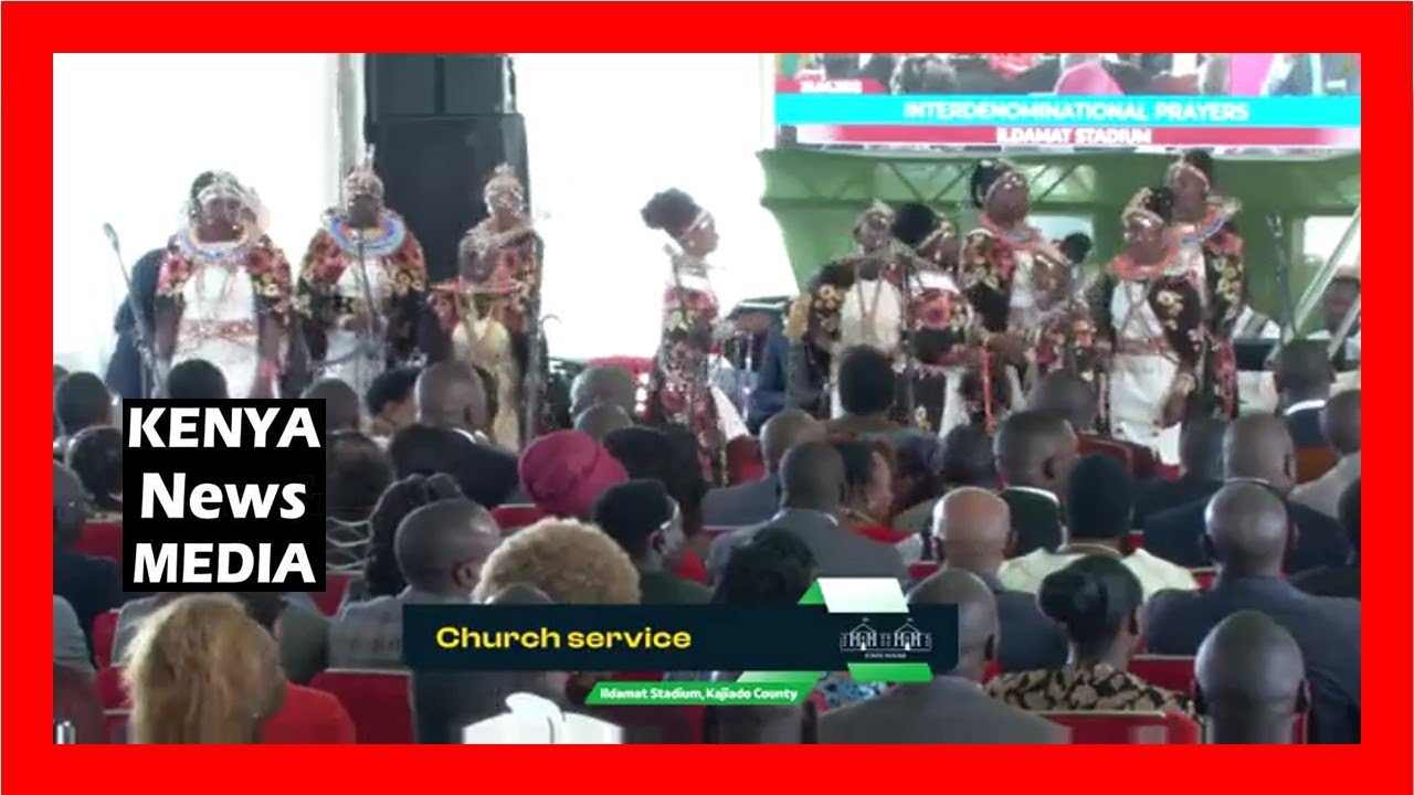 President William Ruto attend Church service at Ildamat Stadium in ...