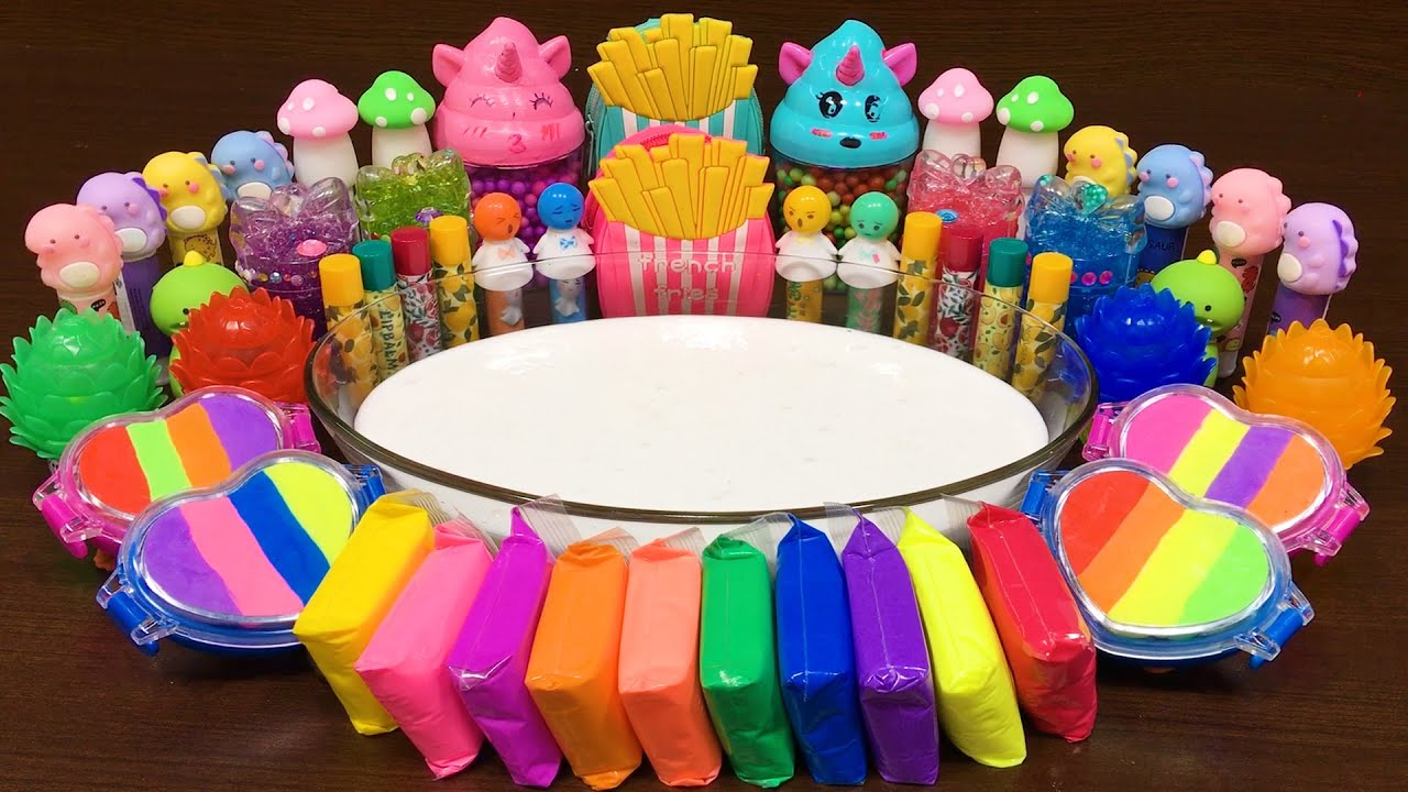 Mixing Makeup, Glitter and More into Glossy Slime ! Satisfying Slime ...