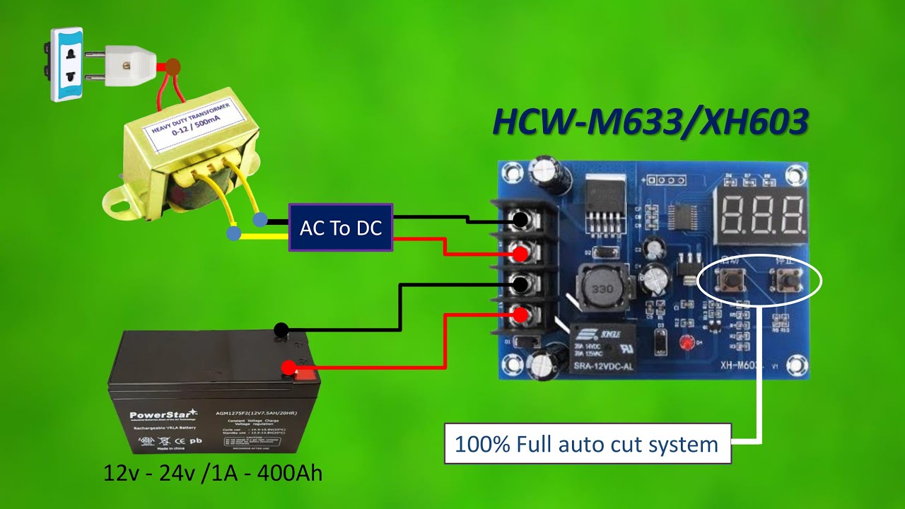 HW 632 XH M603 Battery Charger Control Module DC 12v to 24V - YouTube