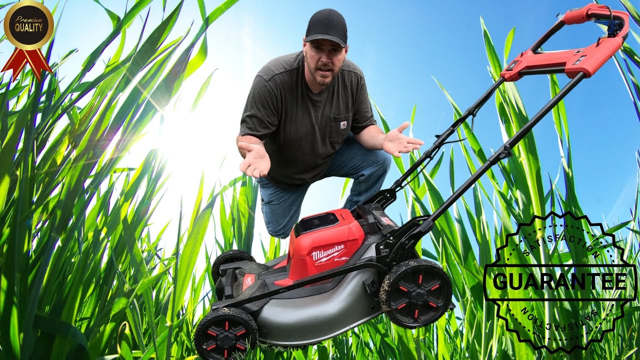 Milwaukee m18 lawn mower review on hills and thick weeds. - YouTube