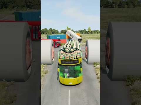 Long City Buses vs Hand bollards Crush - BeamNG.Drive