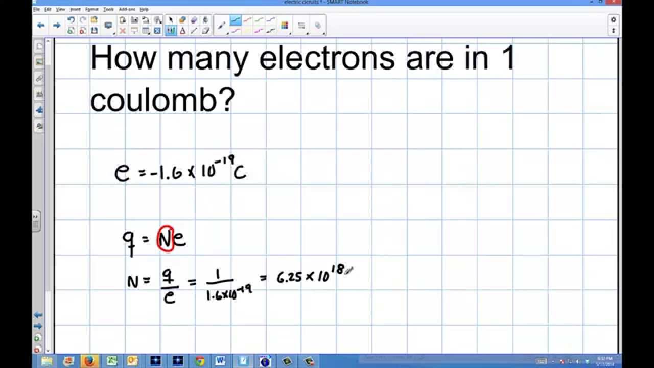 Physics How Many Electrons Are In 1 Coulomb YouTube