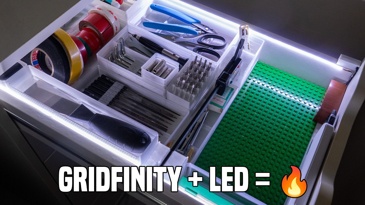 Organized My Drawer With 3D Printing (Gridfinity + LED) - YouTube