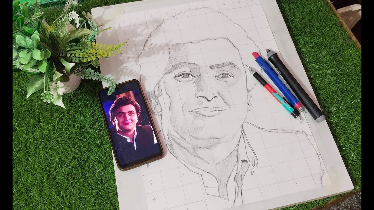 Old Bollywood actor Rishi Kapoor drawing part-1 || outline - YouTube