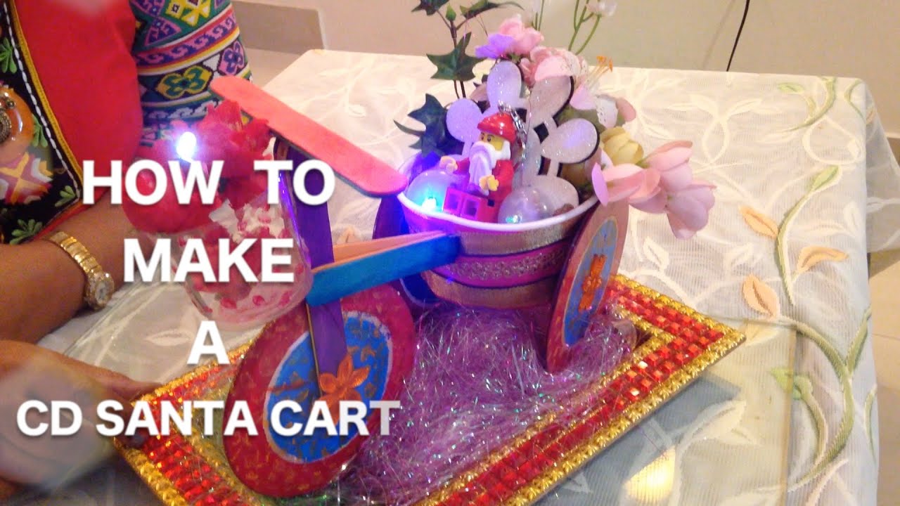 How to Make a CD Santa Cart | Xmas Special - YouTube