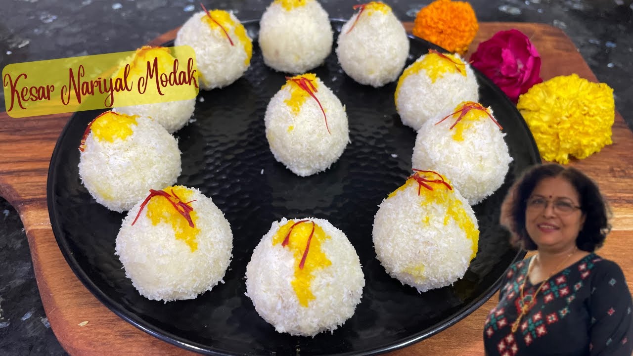 Kesar Nariyal Modak/Laddu Without fire 🔥केसर नारियल मोदक/लड्डू/bhog ...