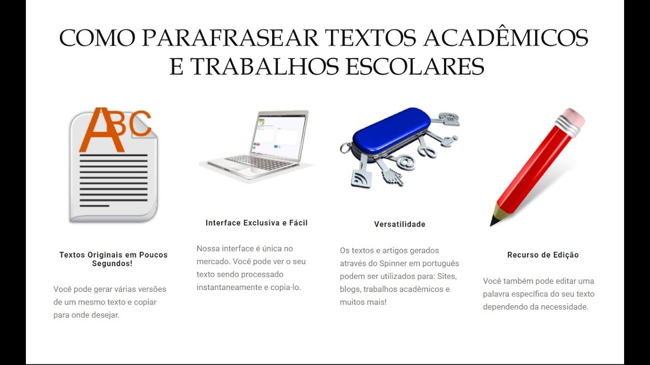 Como Parafrasear textos Acadêmicos e trabalhos escolares Online - YouTube