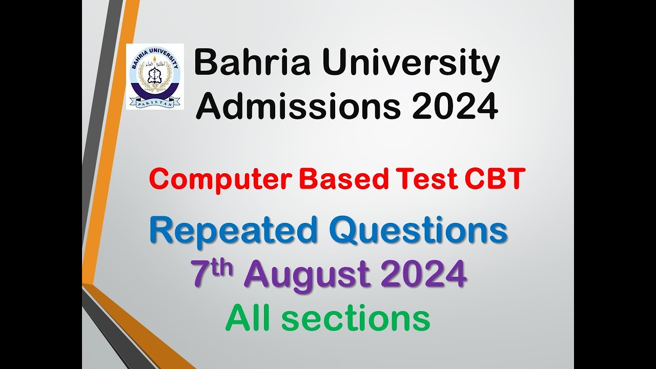 Bahria University Entrance Test 2024: Repeated Questions: Quantitative ...