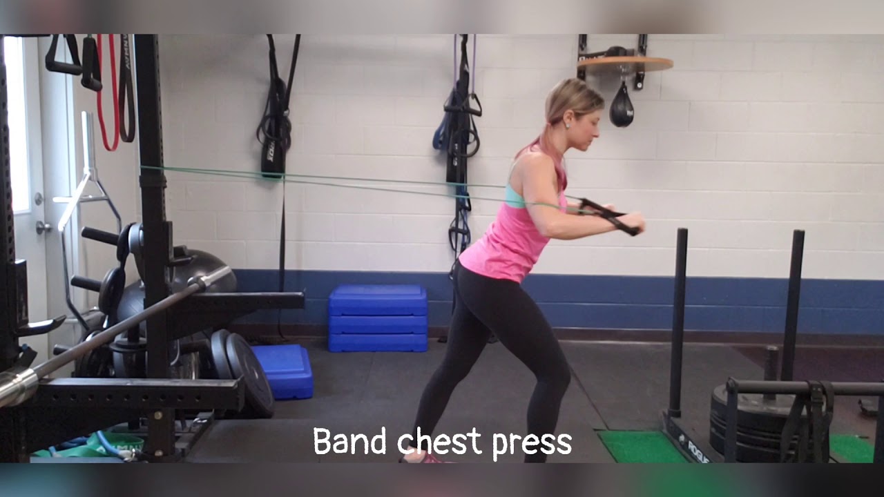 Band chest press - YouTube