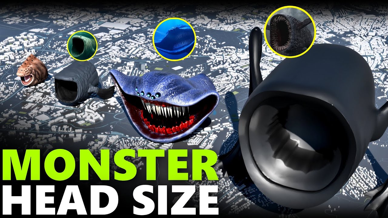 Monster Head Size Comparison 3D | BLOOP VS SEA EATER HEAD - YouTube
