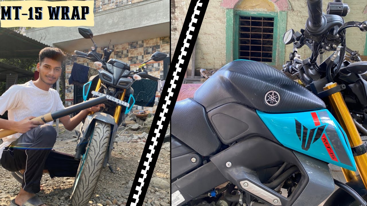 YAMAHA MT-15 Carbon fibre wrap at home 😍🔥💯।घर पर किया MT-15 को wrap 😎 ...