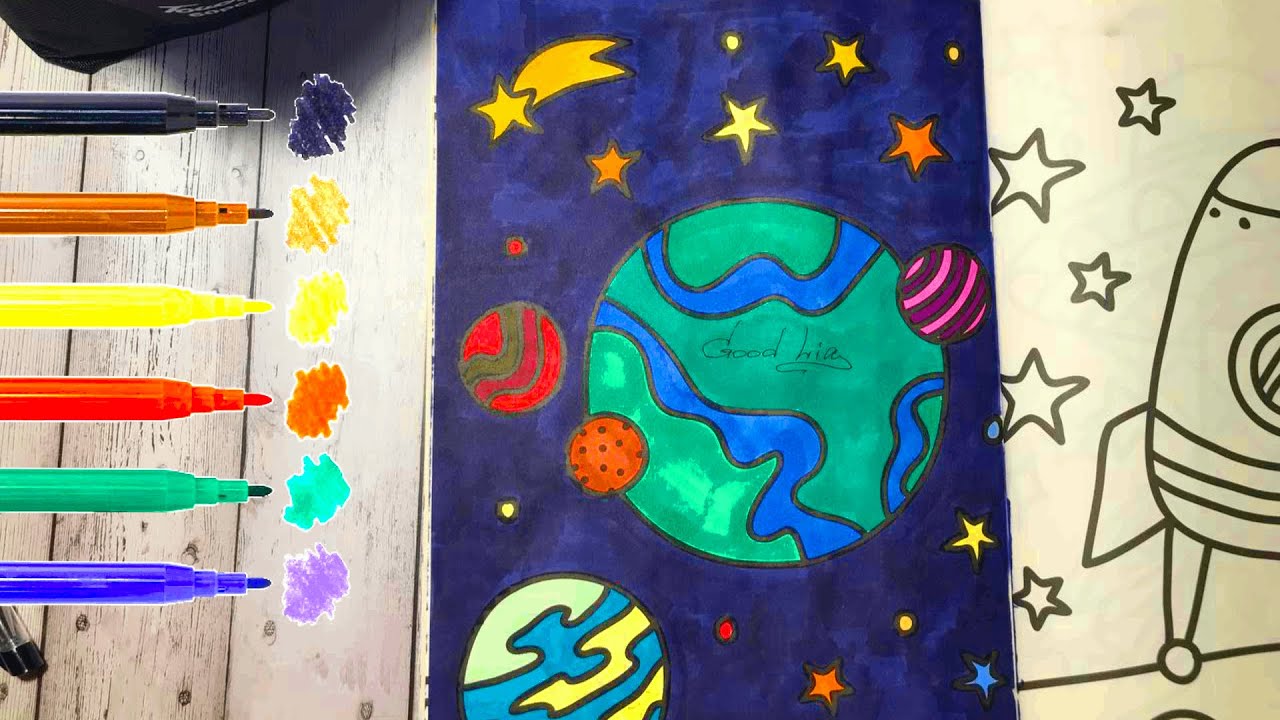 How To Draw Space Galaxy - Easy Drawing! - YouTube