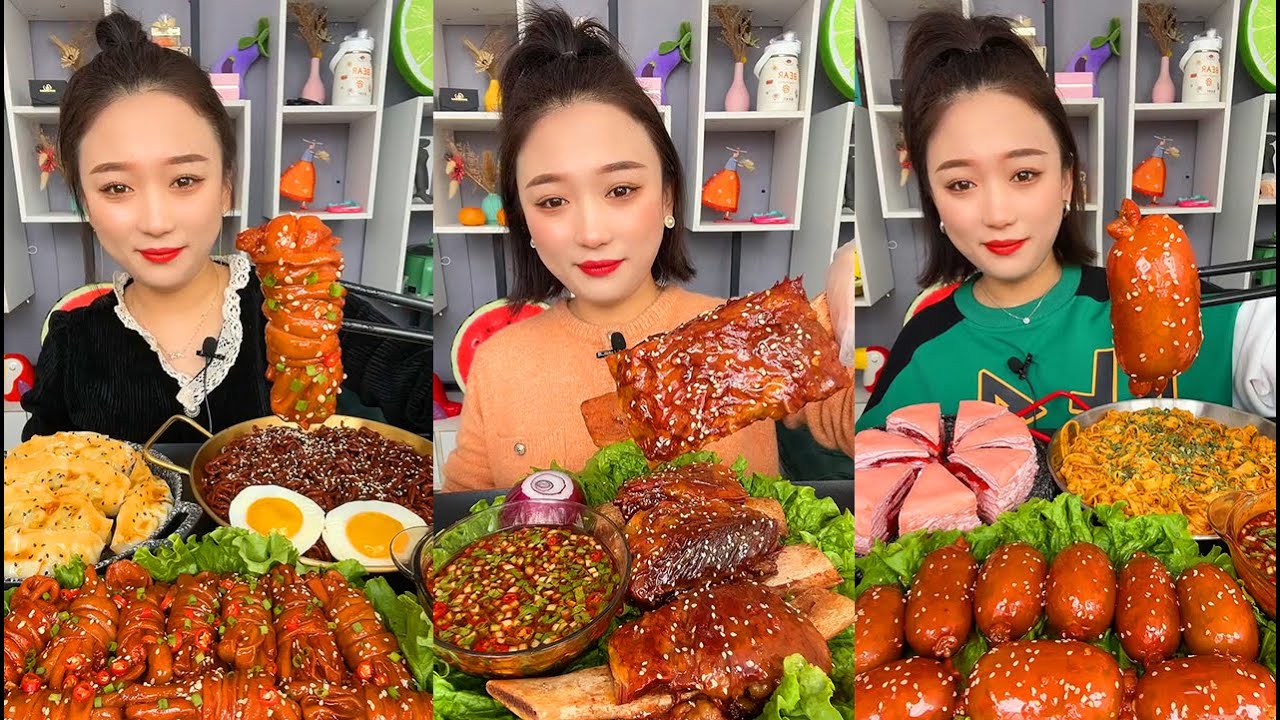 STRAWBERRY FLAVOR CAKE AND BEEF RIBS, #SING JINH #Delicious ASMR - YouTube