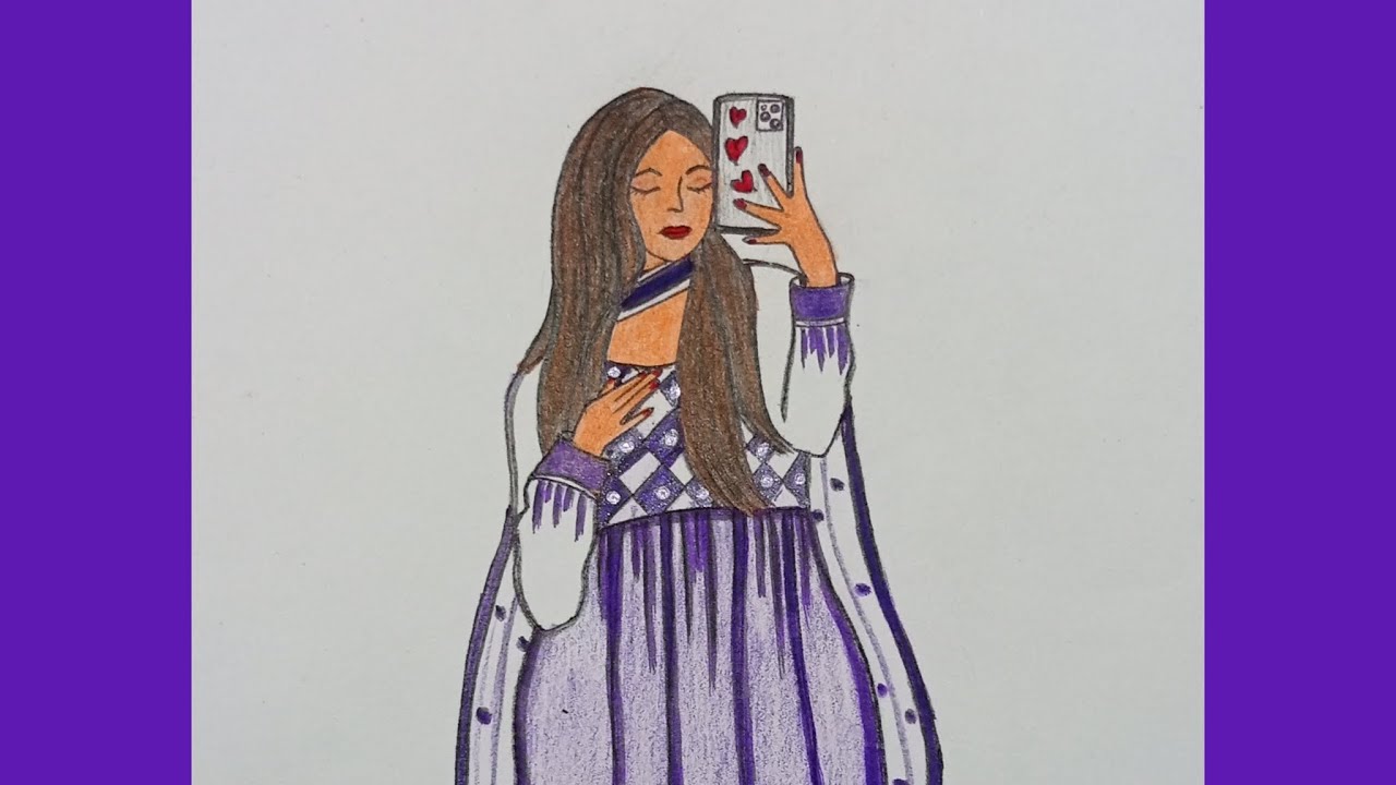 how to draw a beautiful traditional kurti.../easy drawing/ # ...