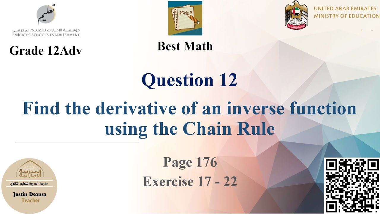 G12A Question 12 Find the derivative of an inverse function using the ...