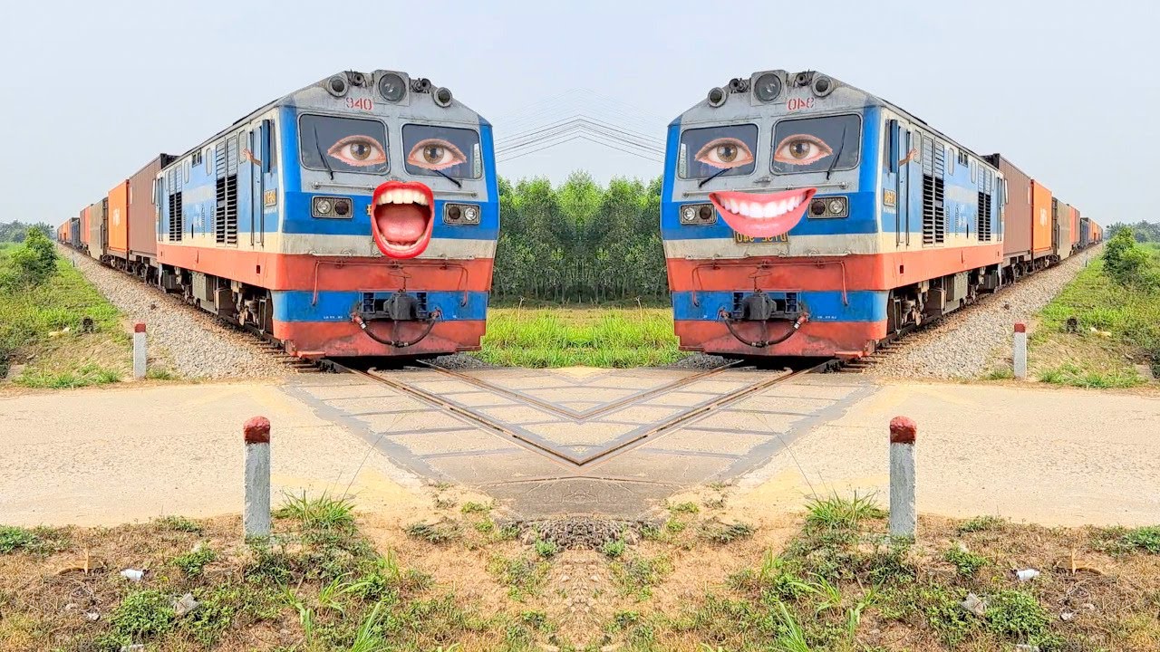 Kì lạ tàu hỏa biết cười . Funny laughing train . Funny cartoon trains ...
