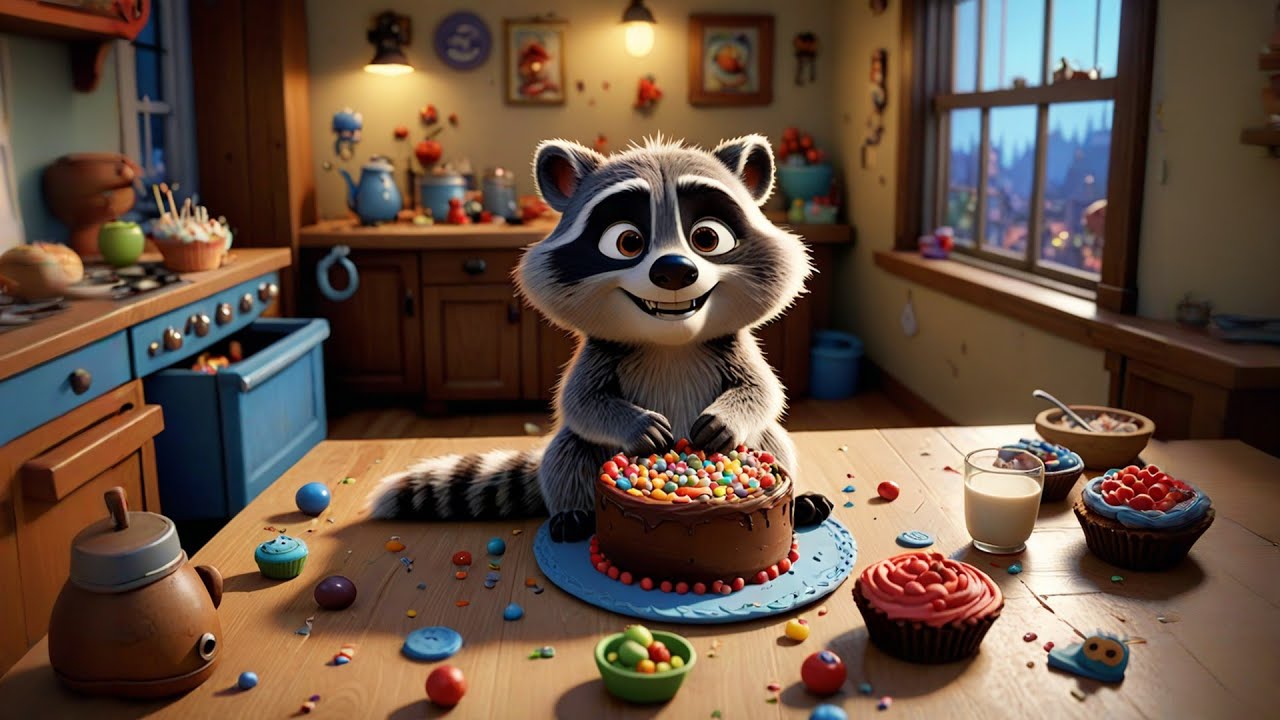 The Raccoon Who Ate My Cake 🦝🍰 | Funny Story for Kids | Learn Animal ...