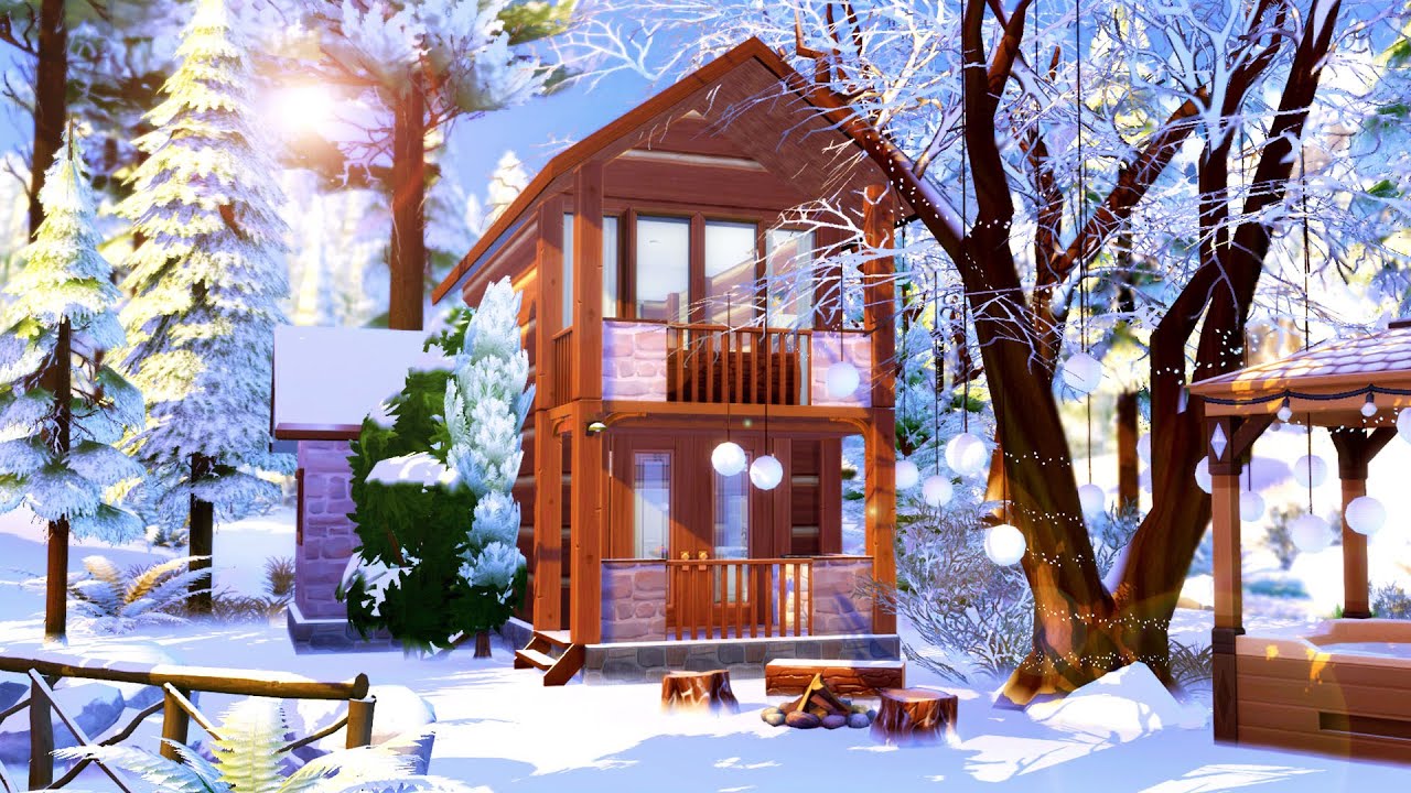 WINTER CABIN LOFT // Sims 4 Speed Build - YouTube