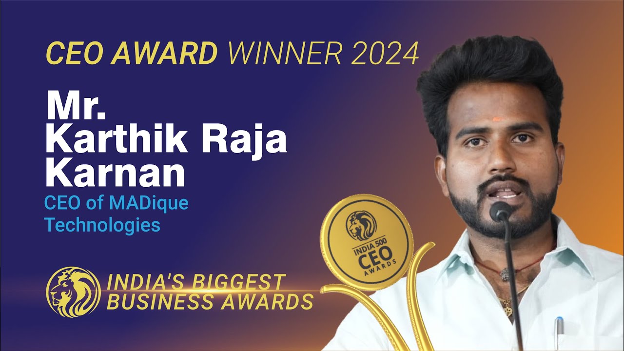 Mr. Karthik Raja Karnan - India 500 Best CEO Awards 2024 - YouTube