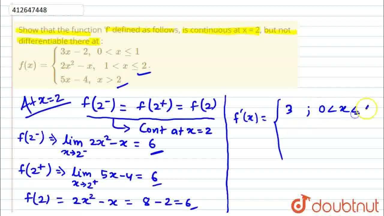 show-that-the-function-f-defined-as-follows-is-continuous-at-x-2