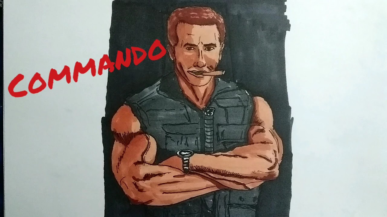 Commando drawing, he's a wanna be not Arnold - YouTube