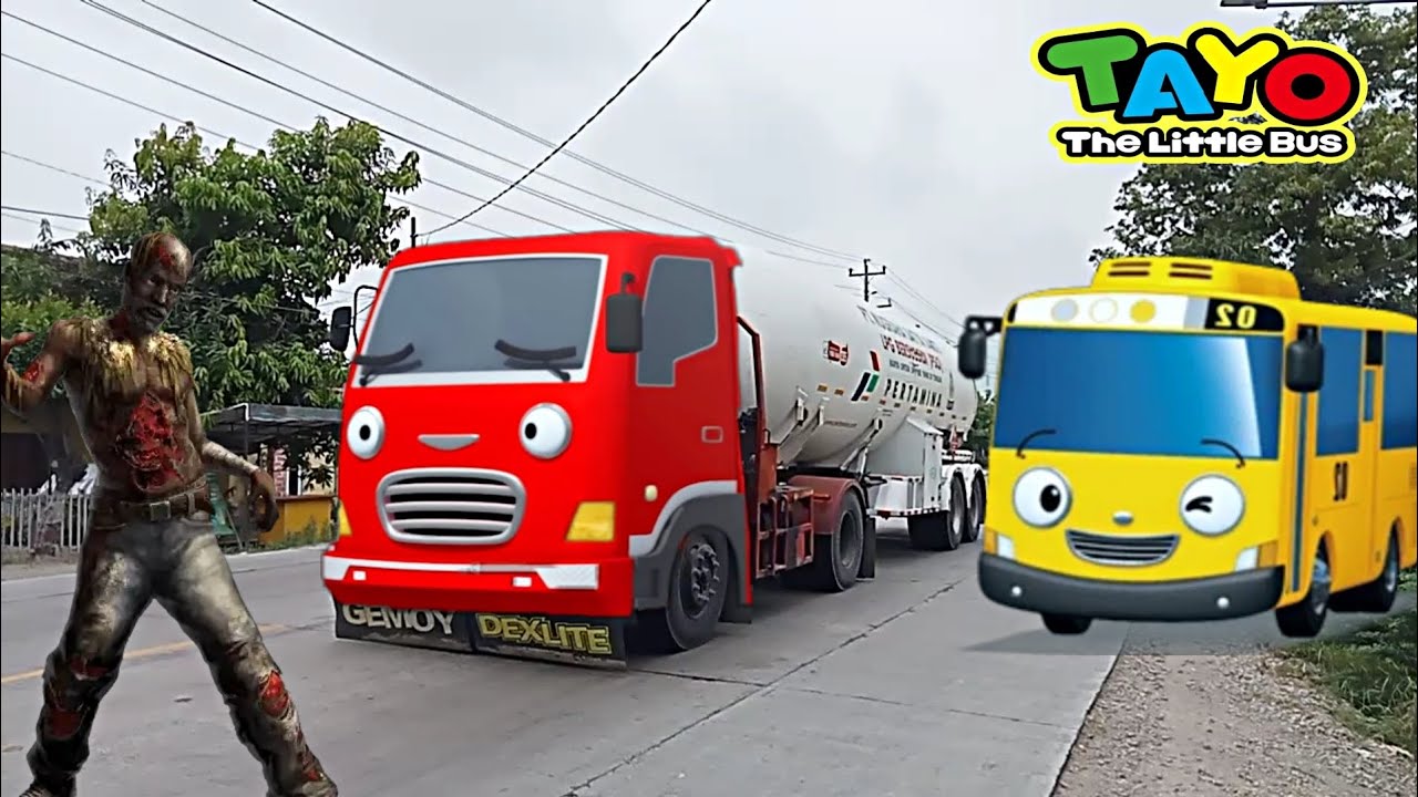 TRUCKS CHANGE INTO TAYO VS ZOMBIE_ - YouTube